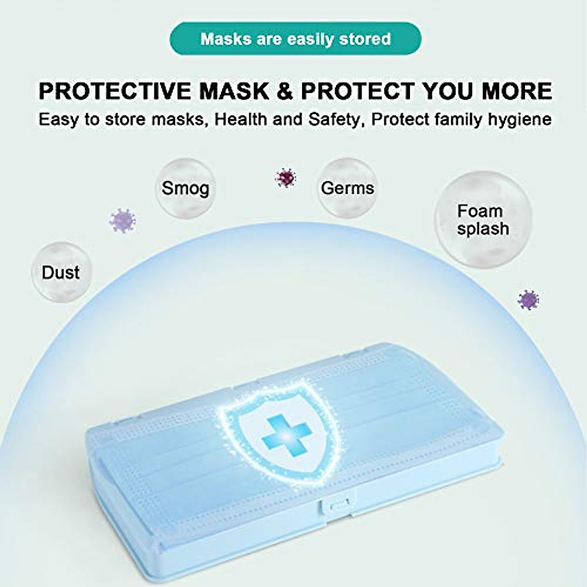 Mask case,Mask Storage Box,Portable dust-Proof and Anti-Pollution case,Can store 8-10 masks, Store Masks/Medicine/Stationery and Other small items for multiple purposes (product don‘t include Masks)