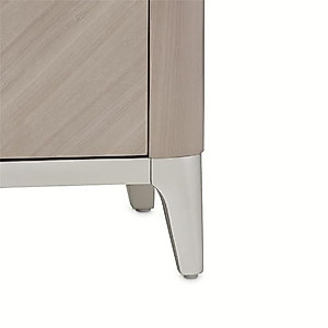 Michael Amini Lanterna Poplar Wood & Acrylic Sideboard in Silver Mist/Beige