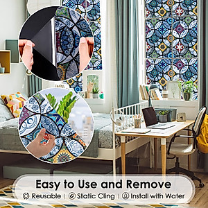 DKTIE Static Cling Decorative Window Film with Installation Tools Non Adhesive Privacy Film Stained Glass Window Film for Bathroom Shower Door Heat Cotrol Anti UV 17.7 x 78.7 Inch