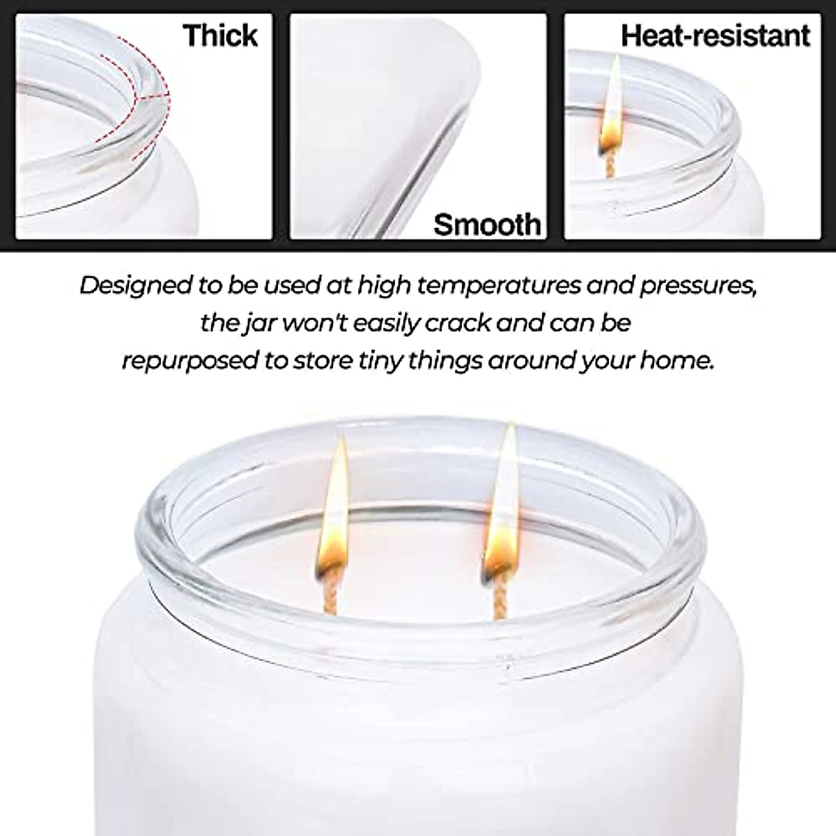 Decorlife 2-Pack Large French Vanilla Scented Candle Jars with 2 Wicks, 22 oz Each, Long-Lasting for 110 Hours