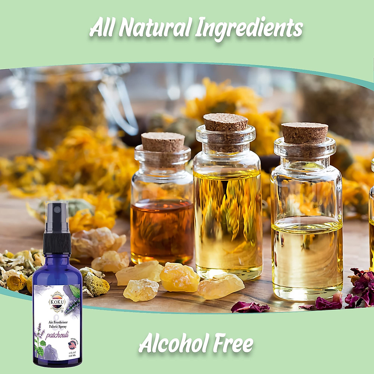 Patchouli Air Freshener - Room Spray - Odor Eliminator - Deodorizer - Car Air Freshener - Home Spray - Linen Spray - Fabric Refresher - Non-Toxic - Alcohol Free - Made in USA (4 Oz)