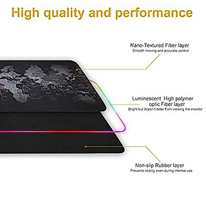 RGB LED Gaming Mouse Pad - Large Pad RGB Gaming Mat with Easy to Clean Waterproof Surface - Anti-Slip Rubber Base Abstract Art Hexagon Honeycomb 11.81"x27.56"