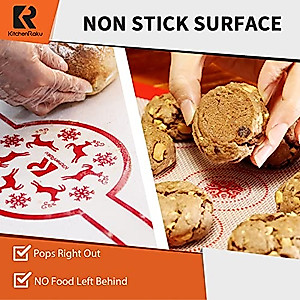 Silicone Baking Sheet Mat Set of 4, Perfect Food Grade Reusable Silicone Mat for Baking Sheets,Non Stick Silicone Liner for Rolling& Bake Pans - Macaron/Cookie/Bun/Bread Making By KITCHENRAKU KR