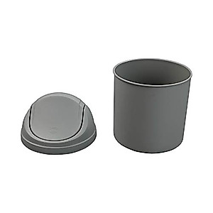 Qskely 2 L Plastic Mini Desktop Trash Can, Tiny Garbage Can with Swing Lid, Gray