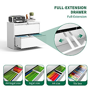 BIZOEIRON 2 Drawer File Cabinet and 2 Drawer File Cabinet with Lock, White