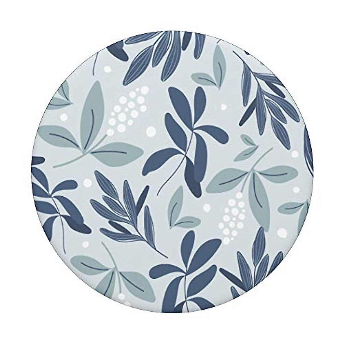 Blue Botanical Foliage & White Berry Floral Bud Pattern PopSockets PopGrip: Swappable Grip for Phones & Tablets