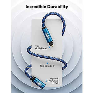 EMK Optical Audio Cable(3.3ft/1m) Toslink Male to Female Audio Adapter Cable,Extension Adapter Nylon Braided Cord Compatible for Home Theater, Sound Bar, TV,Xbox,and More,Blue