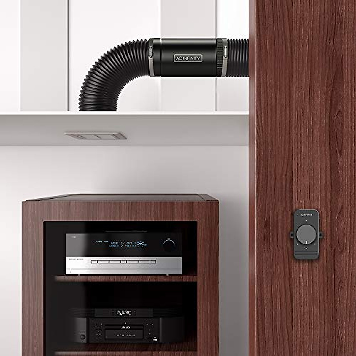 AC Infinity RAXIAL S8, Inline Booster Duct Fan 8” with Speed Controller, Airflow Boosting Low Noise HVAC Blower Can Fan for Basements, Bathrooms, Kitchens, Workshops