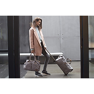 Storksak Travel Cabin Carry On with Wheels and Multi-functional Organizer, Water-Resistant, Grey