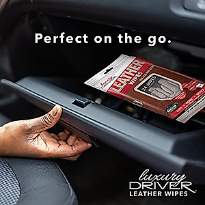 Luxury Driver All-Purpose Leather Wipes for Car Seats Leather Cleaning Wipes, Leather Car Seat Cleaner, Leather Wipes for Couch, Car Interior, Shoes and Purses - New Car Smell (36 Ct Canister)