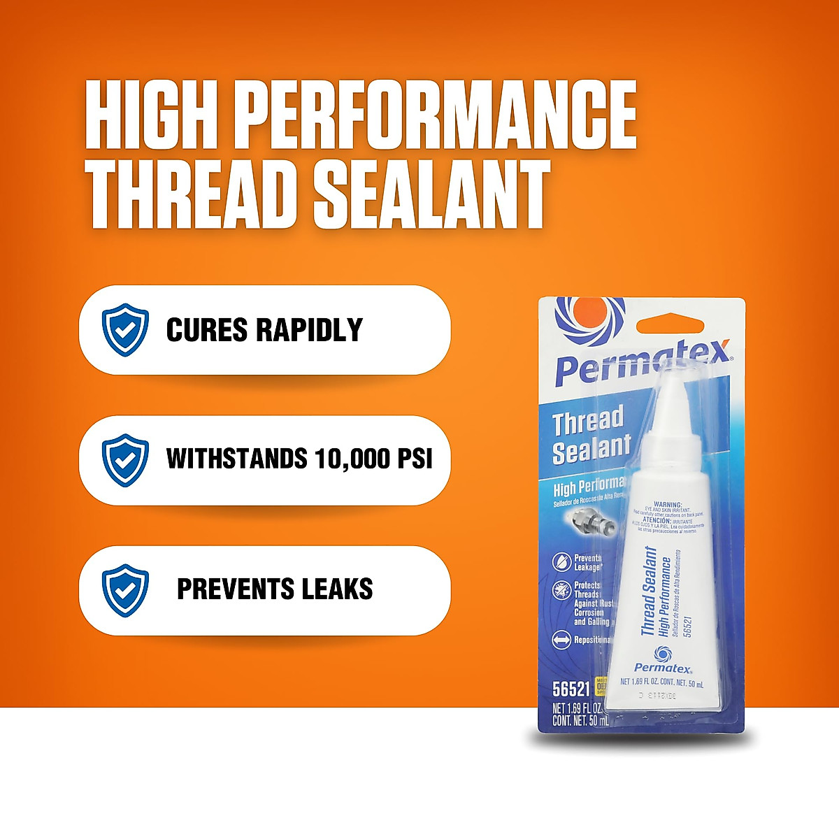 Permatex 56521 High Performance Thread Sealant, 50 ml , White
