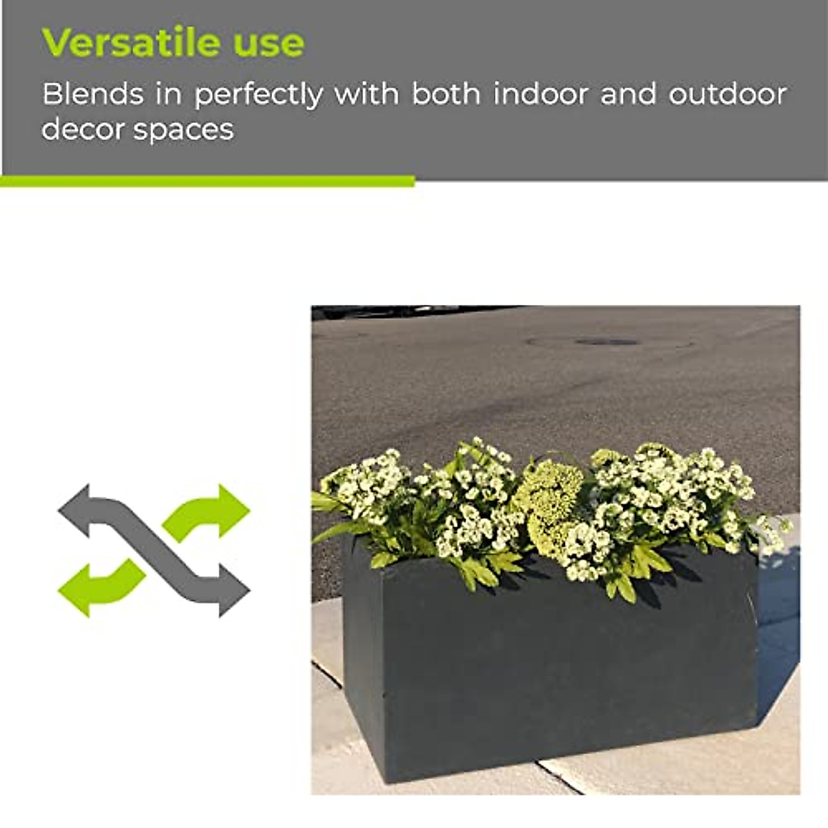 Kante 31.1" L Long Rectangular Concrete Planter, Large Outdoor Indoor Garden Pots with Drainage Hole and Rubber Plug, Charcoal