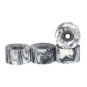Teak Tuning Apex 61D Urethane Fingerboard Wheels - Cruiser Style, Bowl Shaped, 8.7mm Diameter - ABEC-9 Stealth Bearings - Made in The USA - Grey & White Swirl Colorway