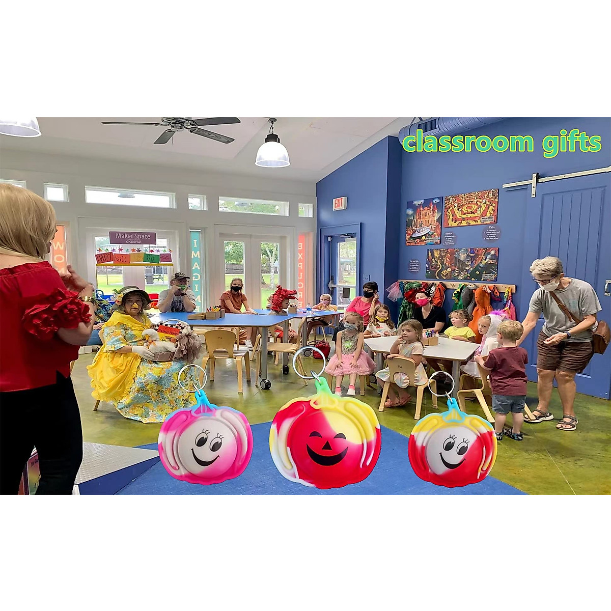 20 Packs Bulk Halloween Pumpkin Fidget Mini Pop for Kids Party Favors and Classroom Students Gifts