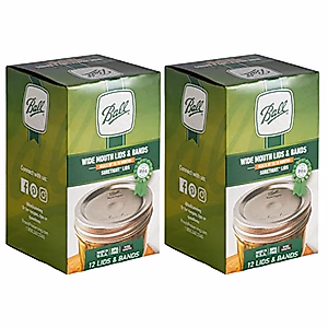 Ball Jars Wide Mouth Lids & Bands 2 Pack (24 Lids and 24 Bands)