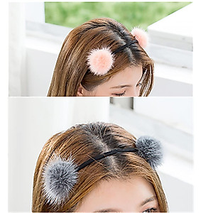 XIZHI 6pcs Pompom Ball Headband Iridescent Fluffy Ball Hair Loop Ear Headband Soft Style Cute Flurry for Kids Girls Boys Costume (Colorful)