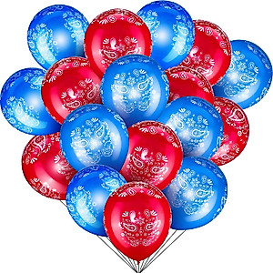 40 Pieces Western Cowboy Bandana Balloons Cowboy Balloons Large 12 Inch Latex Bandana Balloon Blue Red for Western Cowboy Birthday Wedding Baby Shower Party Decorations