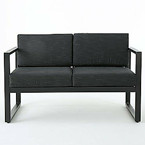 ALIDAM Patio Set Furniture Set Outdoor Aluminum Chat Set Dark Grey 4 Piece Aluminum Construction Durable Outdoor Assembly Required Outdoor Garden Furniture Sets