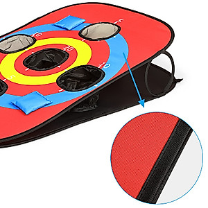 G4Free Portable Collapsible 5 Holes Cornhole Game Set with 8 Bean Bags Carrying Case Toss Game Size 3ft x 2ft for Camping Travel