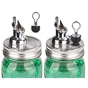 mason jar spouts.Free Flow Mason Jar Spout,mason jar for spout regular mouth size 70mmStainless steel lid, Mason Jar Pourer 2 Pack (Zinc alloy) jars not included