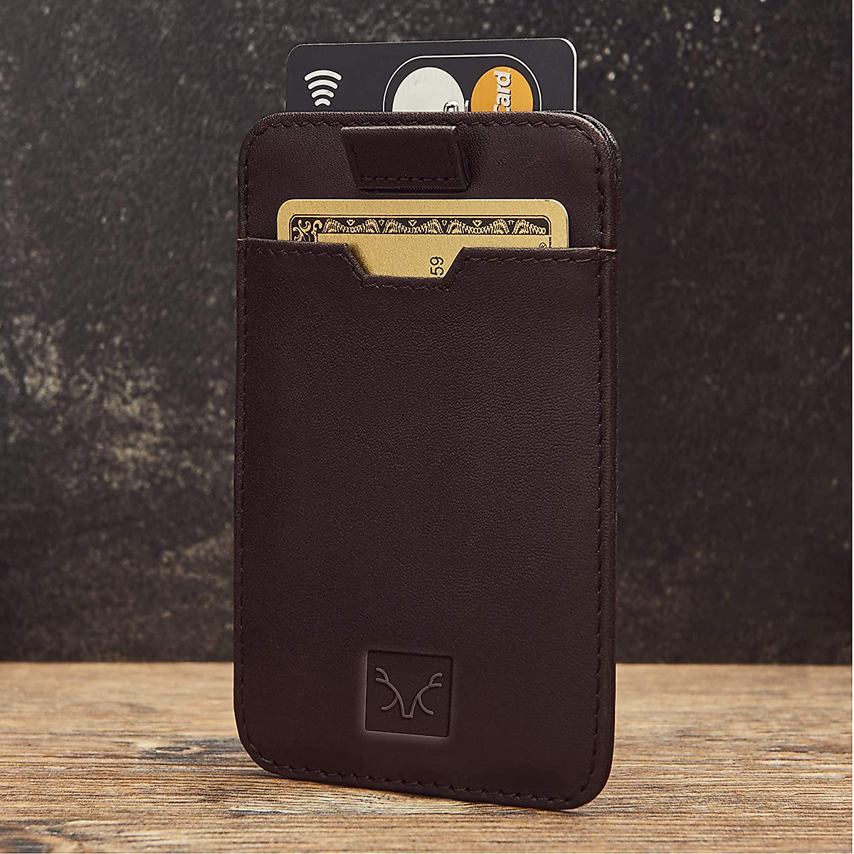 AL FASCINO pull tab wallet women's wallets Leather Credit Card Holder mens wallet Slim wallet Minimalist wallet men's minimalist wallet Rfid wallet Leather Wallets For Men minimalist wallet for men