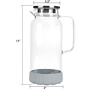 BOQO Glass Pitcher 68oz/2000ml,Pitcher with lid and Tea Pitcher,Glass Water Jug,Glass Water Pitcher,with Particular Coaster (2L-WT)