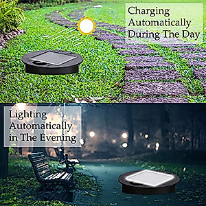 4 Pieces Replacement Solar Light Tops Outdoor Hanging Lantern Light Solar Light Parts Round Solar Lights Waterproof Decorative for Outdoor Hanging Lanterns, Warm Light (2.76 Inch in Diameter)