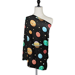 Soft Baby Car Seat Covers Galaxy Space Planets Canopy for Infants Strollers Canopies for Newborns Babies Nursing Apron Cover for Breastfeeding