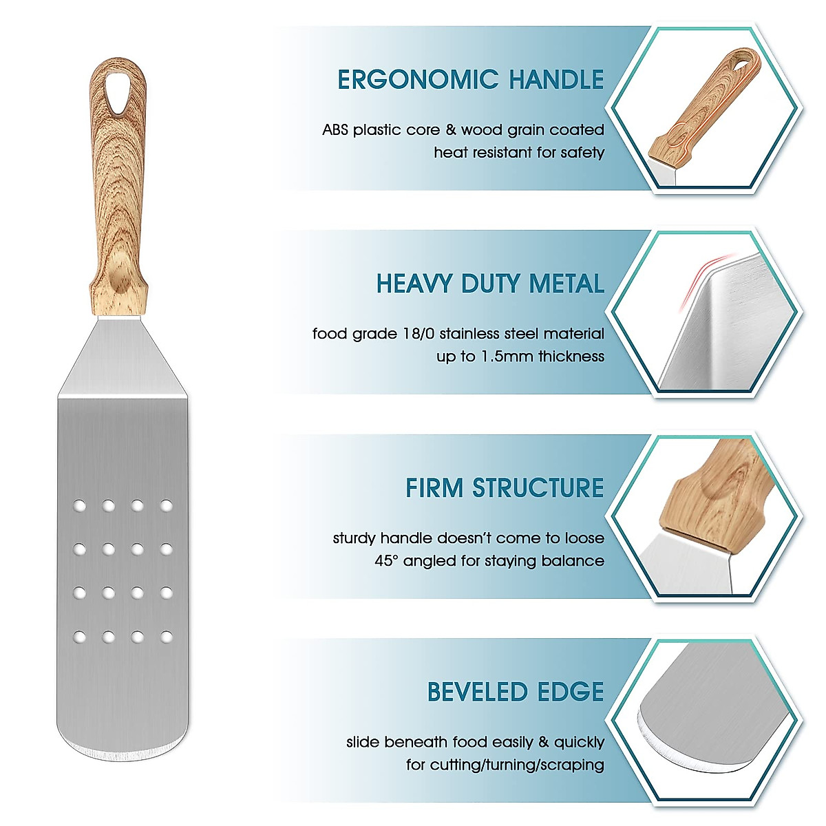 HaSteeL 20Pcs Griddle Accessories, Complete Stainless Steel Griddle Spatula Kit, Perfect for Outdoor Teppanyaki Flat Top Grilling Cooking Camping, Heavy Duty Melting Dome, Metal Spatulas, Burger Press