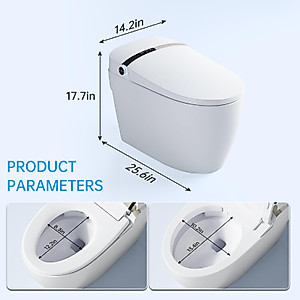 Smart Toilet,Auto Flush, Heated Bidet with Temperature Controlled Wash Functions, Pre-Wet, Warm Air Dryer, Soft Closing Seat,Energy-Saving Electric Tankless Toilets with LED Display