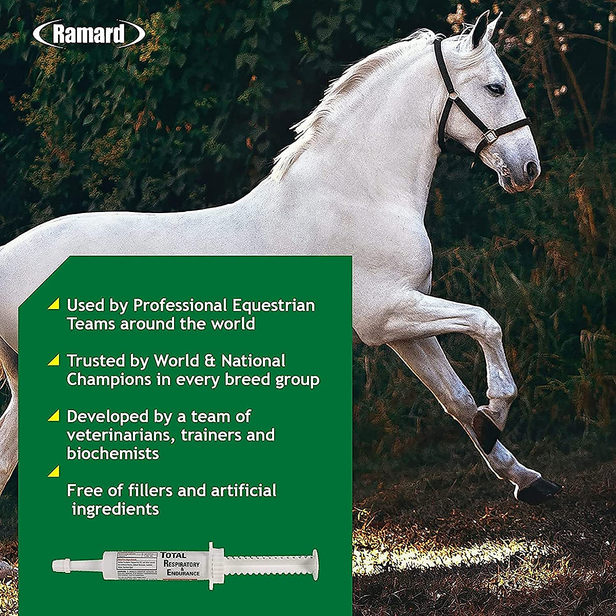 Ramard Total Respiratory & Endurance (1/2oz Syringe) & Total Blood Fluids Muscle Replenishment Horse Powder Supplement (2.3lb) Bundle - w/Clairisol, Methyl Parabens, Electrolytes & Sodium Benzoate