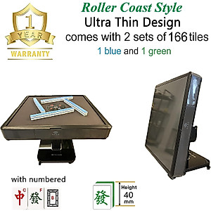 台灣麻将桌 Tornado Automatic Mahjong Table with 4 Drawers Chinese Style, Comes 2 Sets of 36mm Tiles (Blue & Green) 小尺寸麻将牌