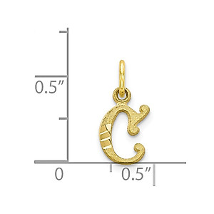 Solid 10k Yellow Gold Initial Letter C Alphabet Charm Pendant - 20mm x 11mm
