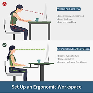 BANTI 40" x 24" Height Adjustable Electric Standing Desk with Keyboard Tray, Sit Stand up Desk with Splice Board, Black Frame/Rustic Brown Top