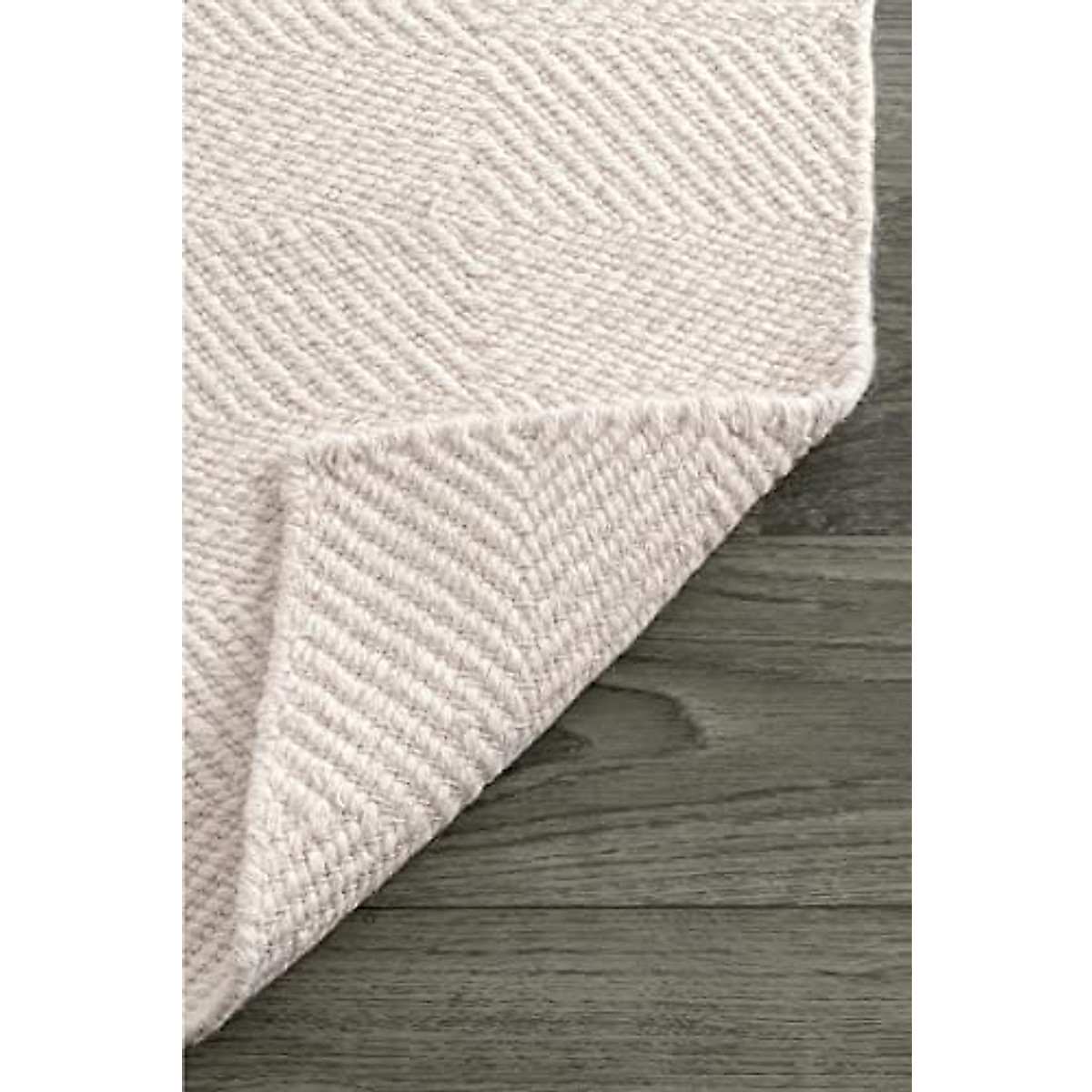 Handwoven Wool Area Rug- Natural Yarn- Contemporary Farmhouse Decor- ecofriendly Rugs for Bedroom Living Room (Ivory, 5'x8')