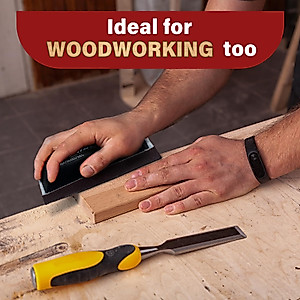 Sdanbom Sanding Block Kit 7PC with TearBlock and Sandpaper - Wet or Dry Auto Body Sanding Blocks for Woodworking Automotive Car Bodywork, Light, Flexible, Hard, Black