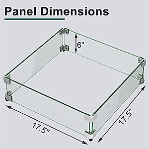 GASPRO 2 Pieces Fire Pit Accessories - 17.5" Square Fire Pit Glass Wind Guard and 20LB Reflective Cobalt Blue Fire Glass