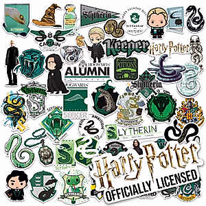 Harry Potter Slytherin Theme Sticker Pack Die Cut Vinyl Large Deluxe Stickers Variety Pack - Laptop, Water Bottle, Scrapbooking, Tablet, Skateboard, Indoor/Outdoor - Set of 50