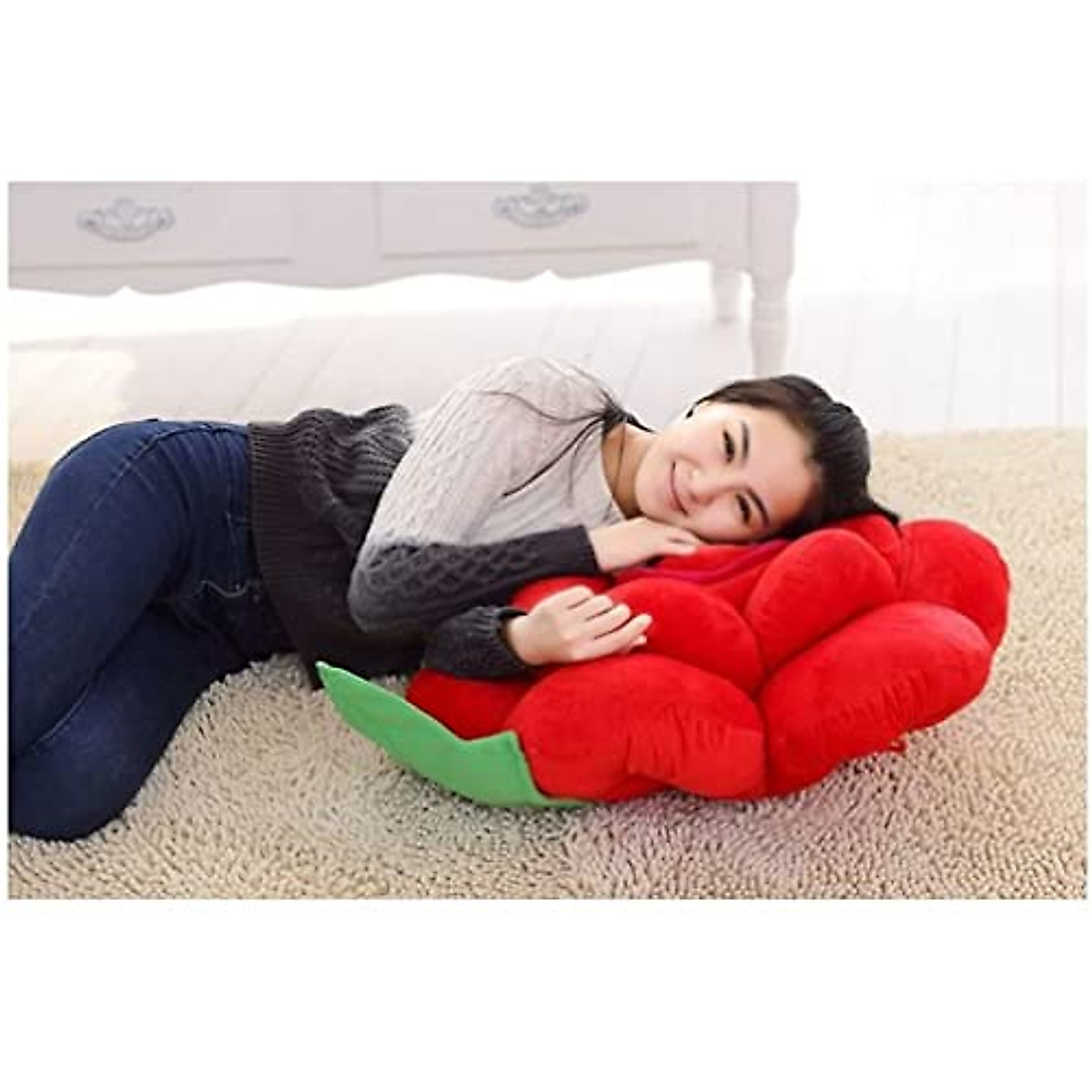 AZCHEN Flower Pillow Standard Throw Pillow Decorative Pillow Cushion Patio Furniture Cushions Home Chair Cushion (11.8inch, Red)