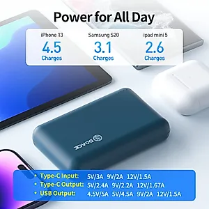 DOACE Portable Charger 20000mAh 5V/3A Power Bank with 18W Fast Charging for Heated Vest, Heated Jacket, Heated Pants, Outputs/Input Charger PD 22.5W Type-C for iPhone 13 Series, Samsung, Pad Mini