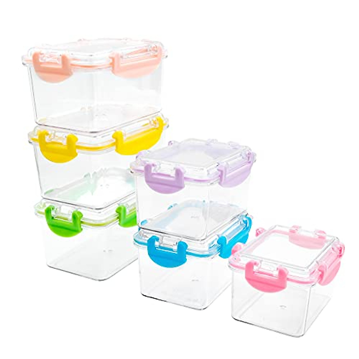 Small Plastic Box, Stackable Mini Plastic Storage Box with Lid, Clear Plastic Organizer Container for Jewelry Beads Small Crafts Items Accessories - 6 Pack