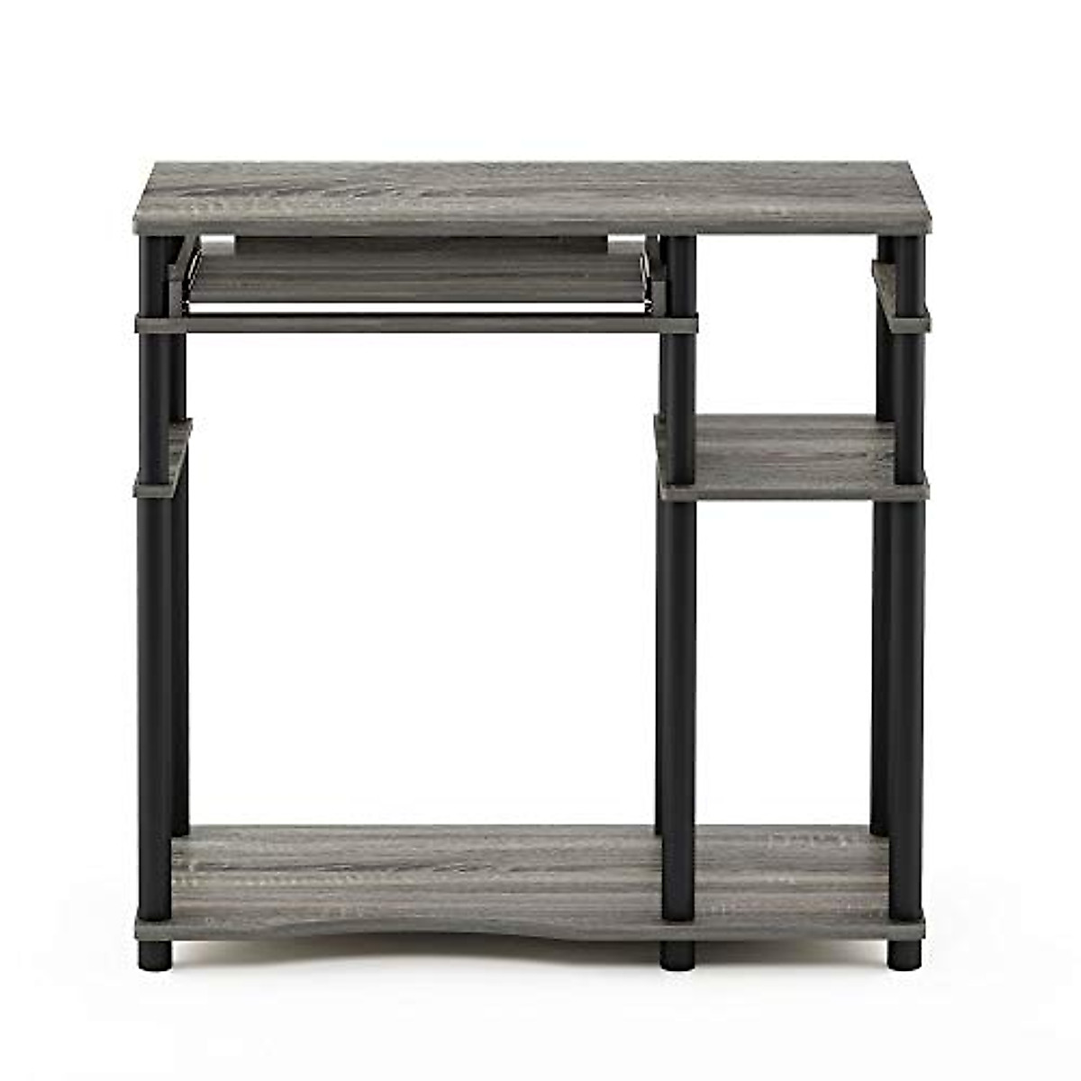 Furinno Abbott Computer Desk with Bookshelf, French Oak Grey/Black