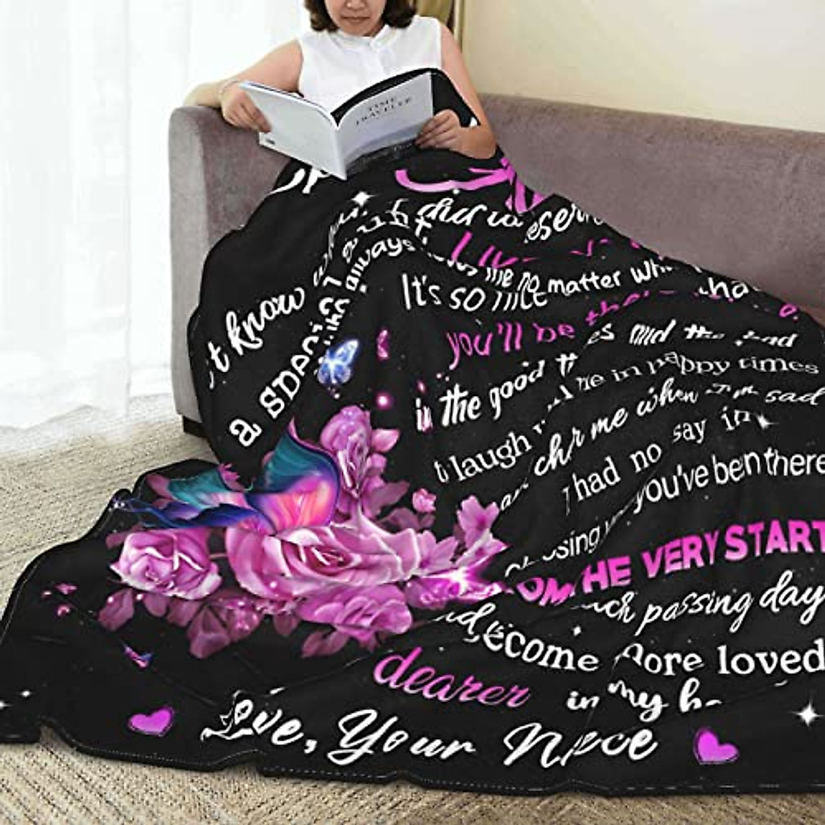 AJIIUSV for Aunt to My Aunt Blanket from Niece Birthday Gifts for Aunt Throw Blankets Gratitude Flannel Blanket Women's Day Gifts 50"x60"