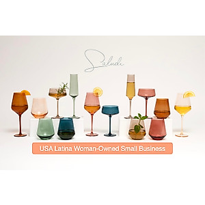 Saludi Colored Champagne Flutes - As Seen on 'Bachelor in Paradise' - 7oz (Set of 6) Stemmed Multi-Color Champagne Glass - Great for All Occasions and Gifts - Luxury, Durable, Hand-Blown