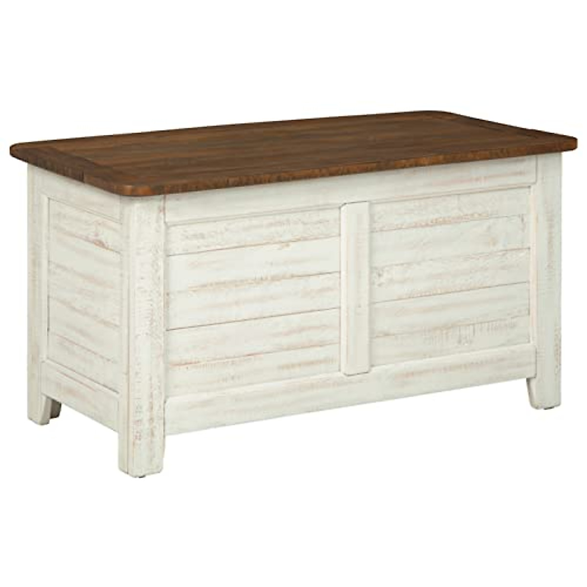 Signature Design by Ashley Dashbury Rustic Farmhouse Storage Trunk or Coffee Table, Antique White & Brown