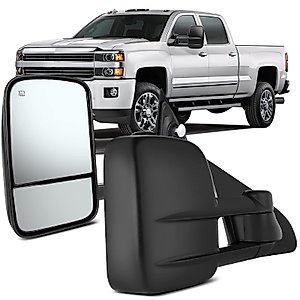 OCPTY Rearview Mirrors, Power Heated Towing Mirrors for 2014-2018 for Chevy Silverado 2014-2018 for GMC Sierra with Black Housing