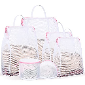 6 Pieces Mesh Laundry Bags Mesh Wash Bags with Bra Washing Bags for Laundry Lingerie Bags for Washing Delicates Bag for Washing Machine Laundry Mesh Bag for Blouse Garment Hosiery Sock Underwear