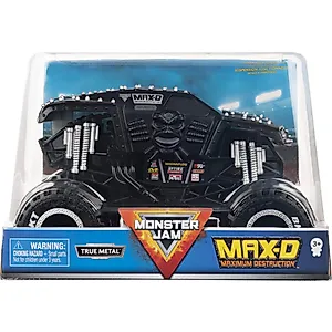 Monster Jam Official Max-D Monster Truck - Max-D Collector 1:24 Scale Die-Cast Vehicle - Chrome Rims and BKT Tread Tires for Use in All Playsets - Collectible for Fans & Birthday Parties