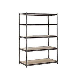 Muscle Rack 5-Shelf Steel Shelving, Silver-Vein, 24 D x 48 W x 72 H