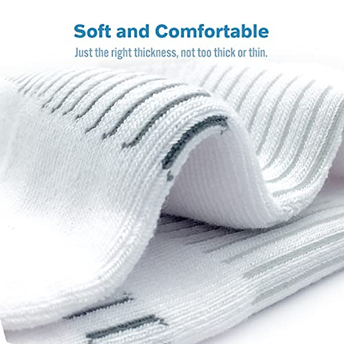 BERING Women's Performance Athletic Ankle Running Socks, Size 6-9, White, 6 Pairs